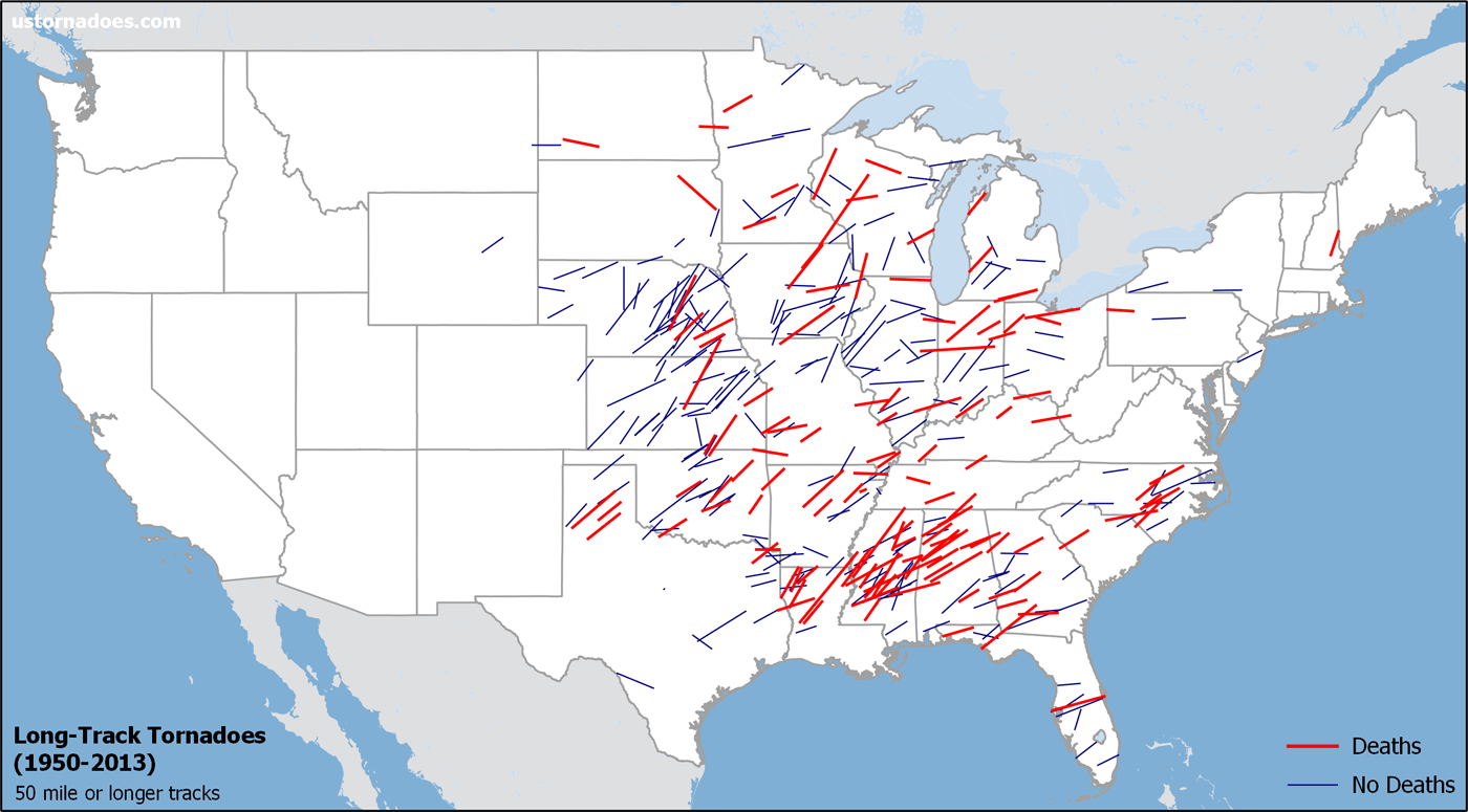 Long track Tornadoes Historical Clues About Intensity Where And When